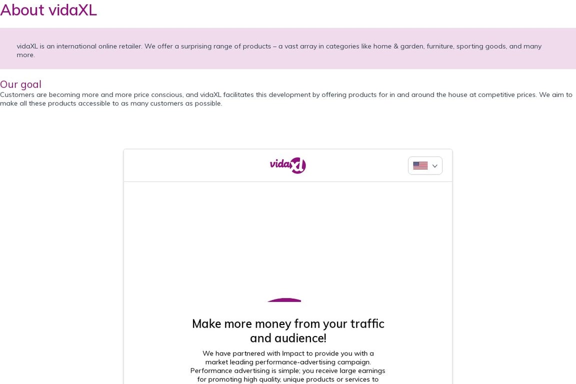 vidaXL Affiliate Program: Commission & Program Details (2026)