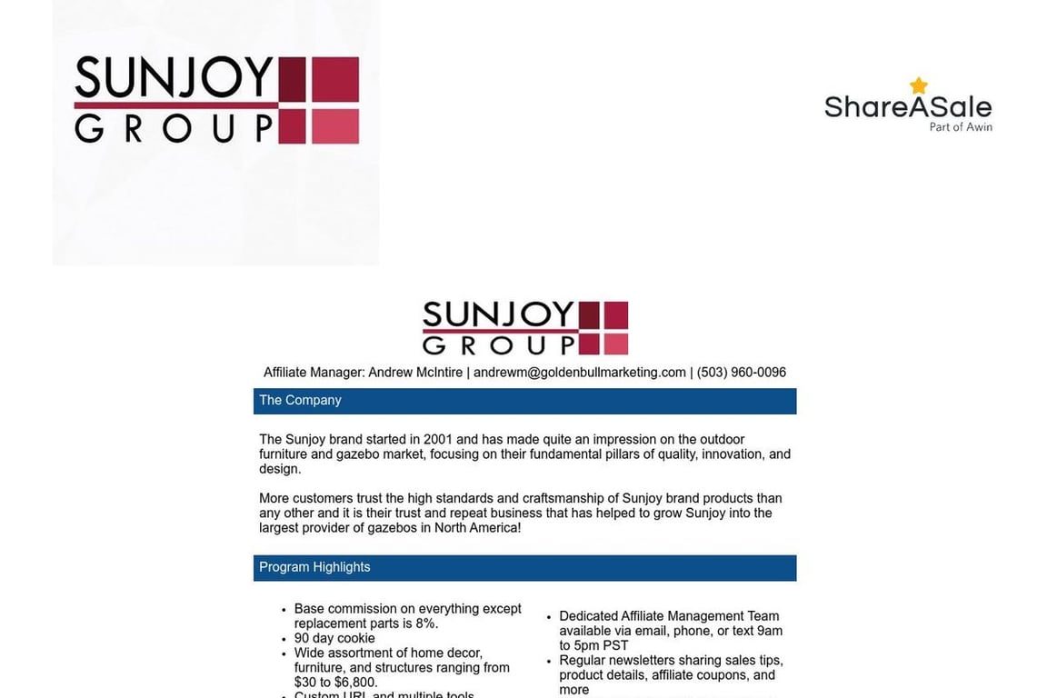 Sunjoy Group Affiliate Program: Everything You Need to Know (2025)