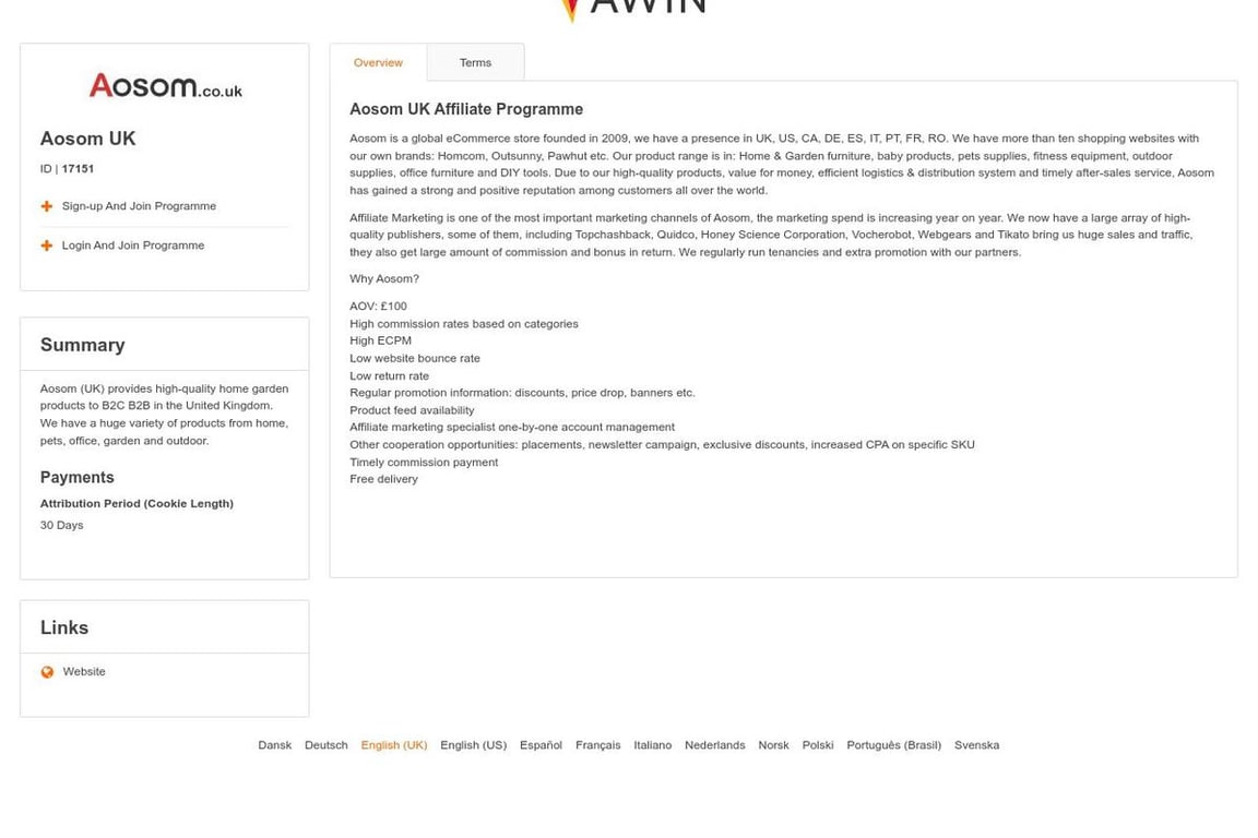 Aosom UK Affiliate Program: Everything You Need to Know (2024)