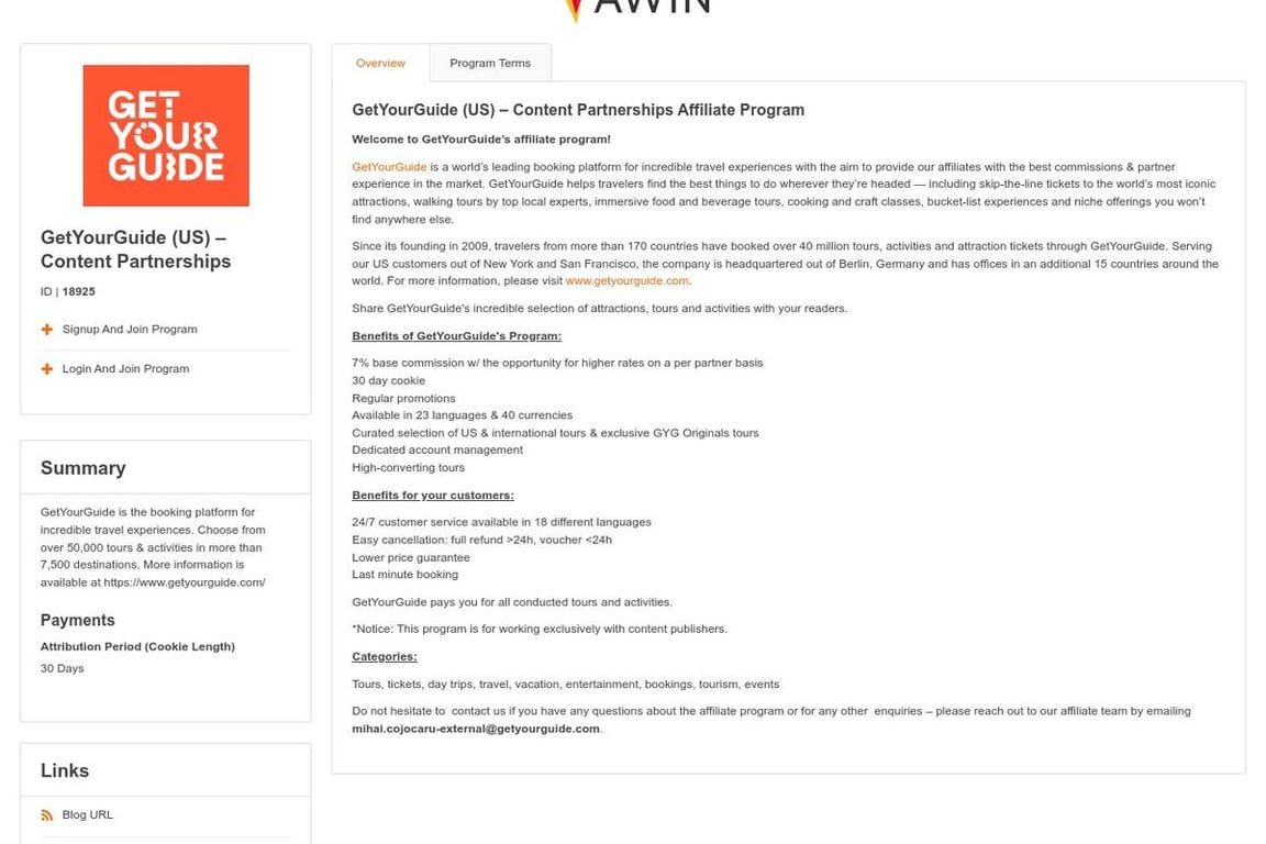 GetYourGuide - Content Partnerships Affiliate Program: Everything You Need to Know (2025)
